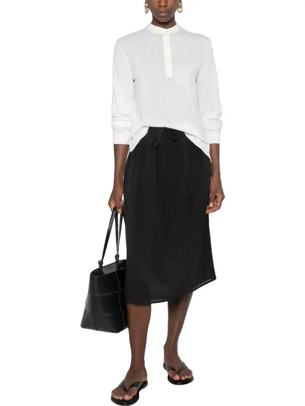 TOTEME Drawstring Waist Midi Skirt - Black