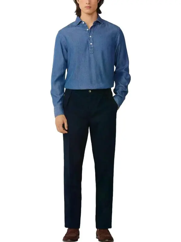 HACKETT LONDON Sloane Pleat-detail Trousers - Blue