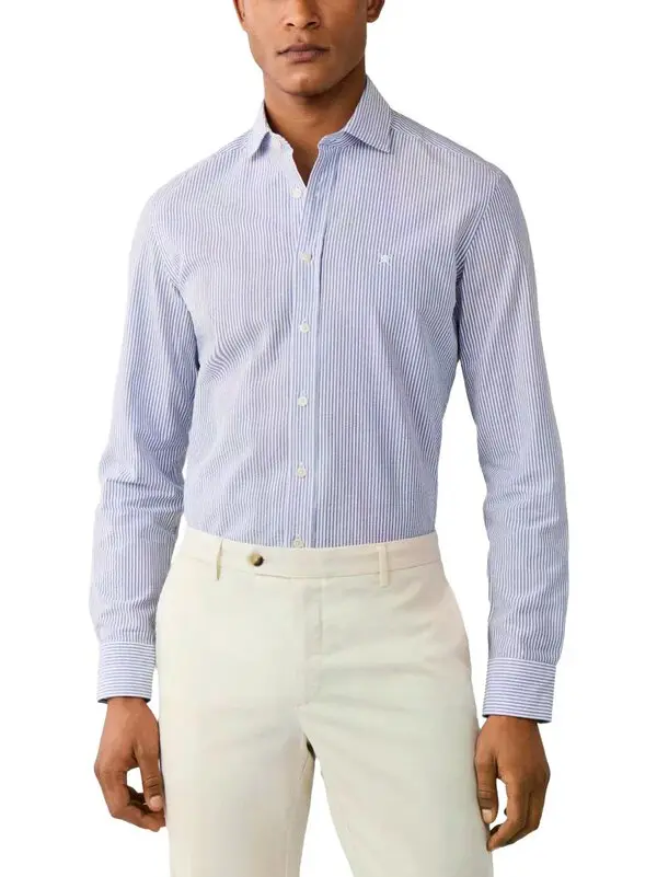 HACKETT LONDON Seersucker Bengal-stripe Shirt - Blue