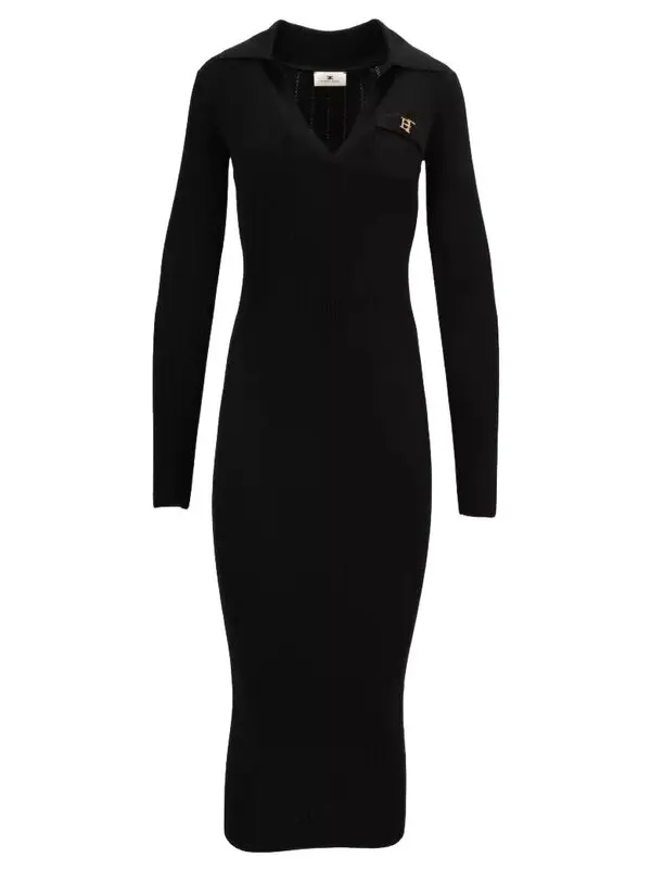 Elisabetta Franchi Knit Dress With Openwork Details - Black