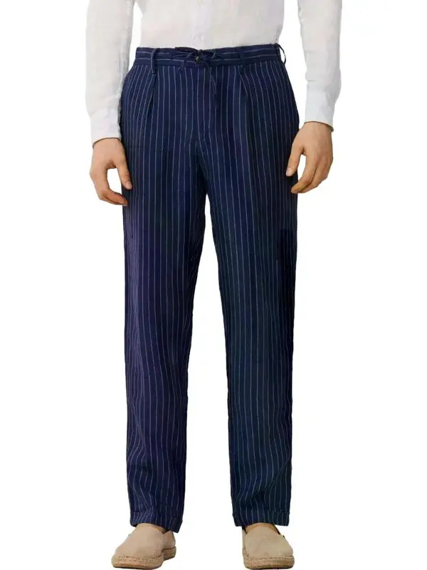 HACKETT LONDON Regent Pinstripe Linen Chinos - Blue