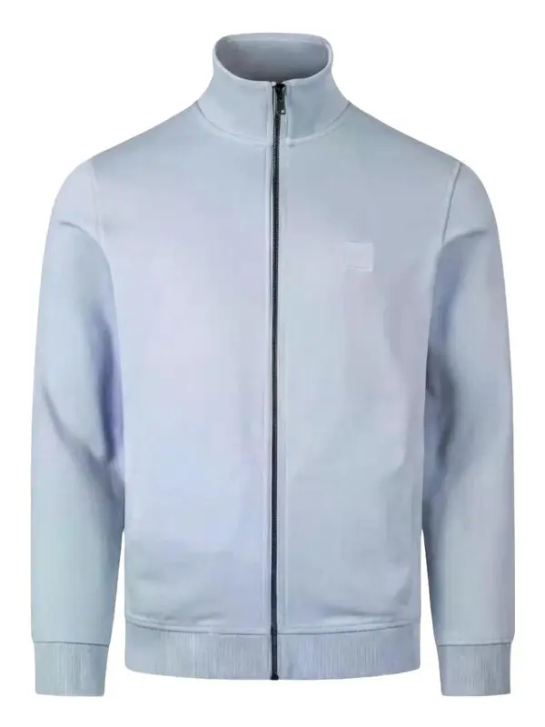 BOSS Cotton-terry Jacket With Logo Patch - Blue