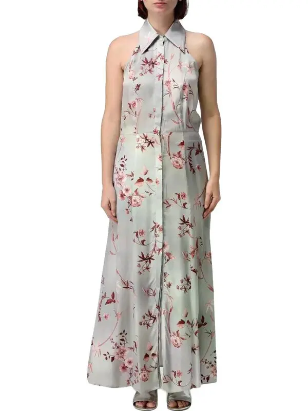 CRIDA MILANO Campanula Floral-print Maxi Dress - Grey