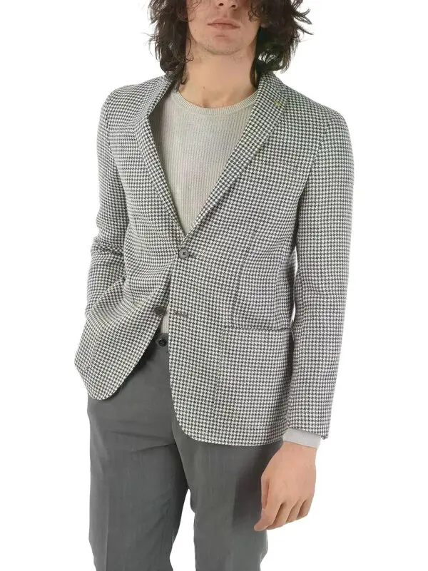 Corneliani Houndstooth Single-breasted Blazer - Grey