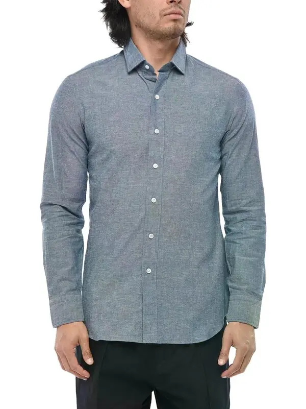 SALVATORE PICCOLO French-collar Slim-fit Shirt - Blue