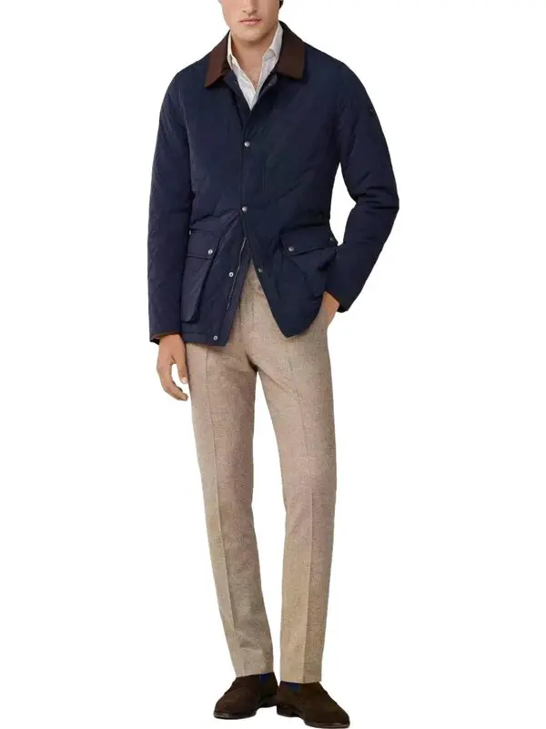 HACKETT LONDON Quilted Corduroy Collar Jacket - Blue