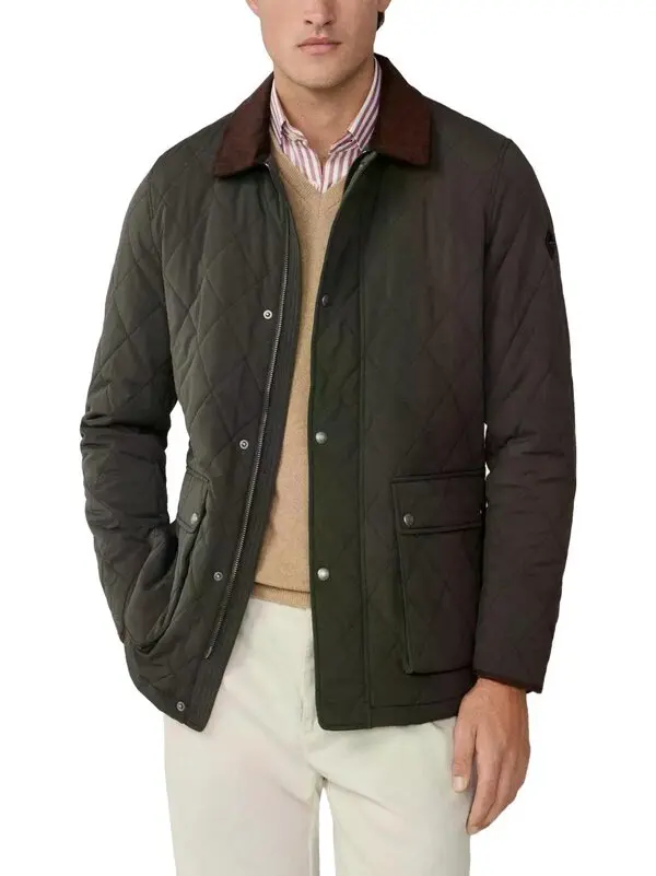 HACKETT LONDON Quilted Corduroy Collar Jacket - Green