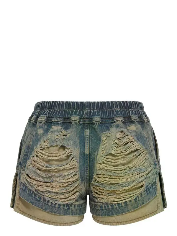 Rick Owens Mineral Wash Denim Distressed Boxers - Blue