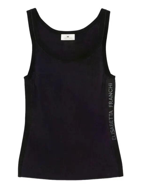 Elisabetta Franchi Ribbed Knit Logo Patch Tank Top - Blue