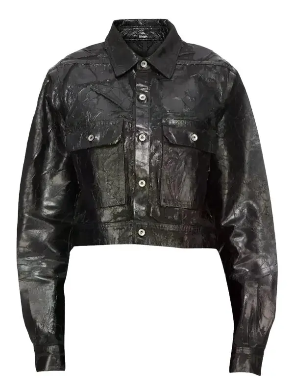 Rick Owens Cropped Outershirt With Cape Sleeve Slits - Black