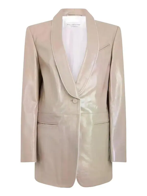 Philosophy Di Lorenzo Serafini Leather V-neck Blazer - Neutrals
