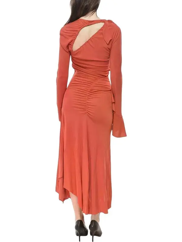 Victoria Beckham Asymmetric Ruched Maxi Dress - Red