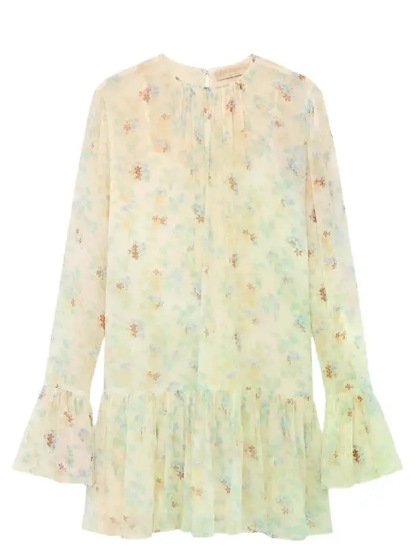 Ulla Johnson Emmeline Floral-print Ruffled Mini Dress - Neutrals