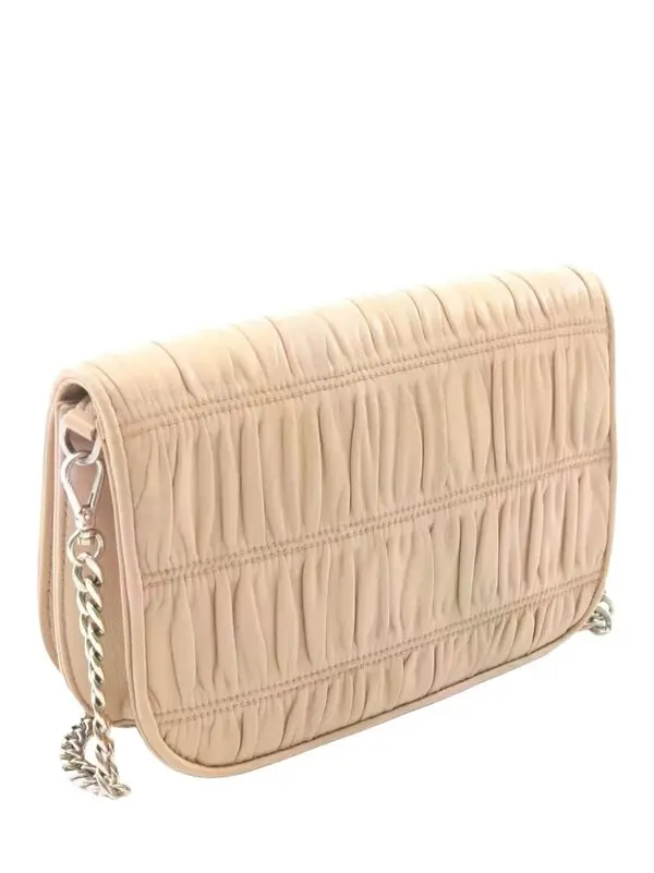 Prada Ruched Leather Shoulder Bag - Neutrals