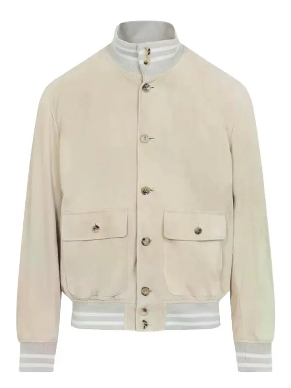 Ralph Lauren Purple Label Suede Bomber Jacket - Neutrals