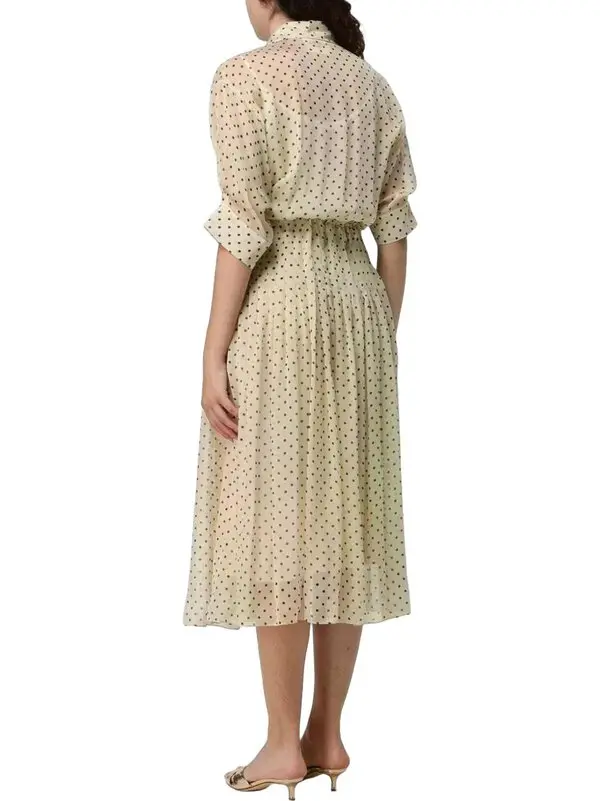 CRIDA MILANO Wimbledon Polka-dot Silk Midi Dress - Neutrals