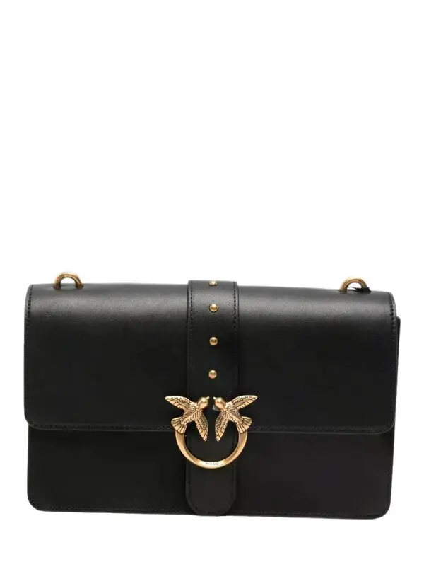 Pinko Love Birds Studded Leather Shoulder Bag - Black