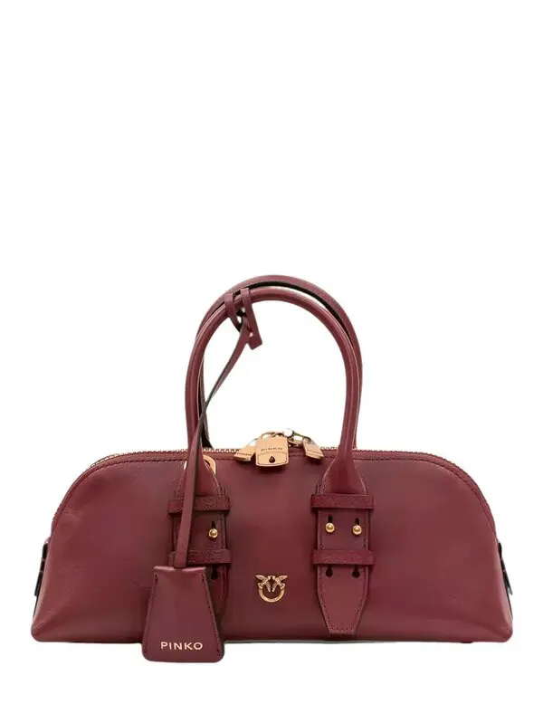 Pinko Leather Bowling Bag With Buckle Detail - Red