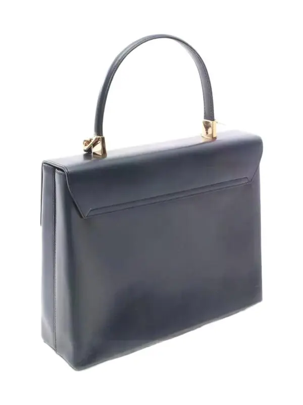 FERRAGAMO Gancini Black Leather Handbag - Blue