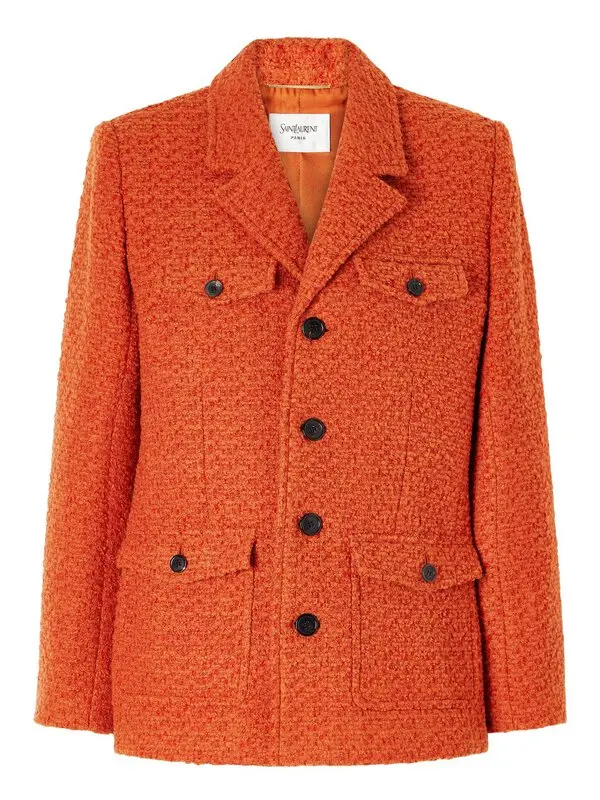 Saint Laurent Wool-blend Tweed Blazer - Orange