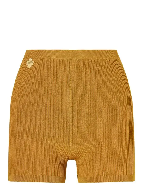 Saint Laurent Ribbed Stretch-jersey Logo-embellished Bike Shorts - Orange