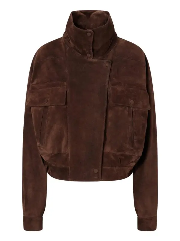 Saint Laurent Suede Paneled Jacket - Brown