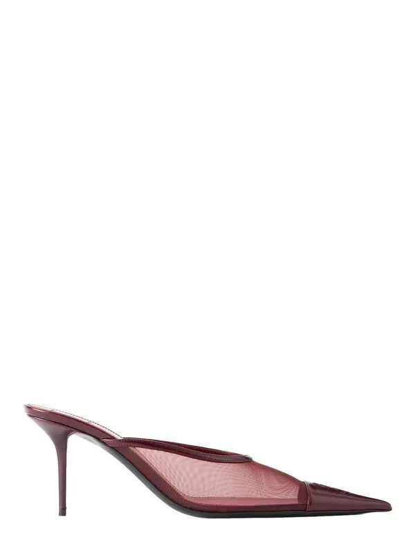 Saint Laurent Renée 75 Cassandre-embroidered Mesh And Leather Pumps - Red