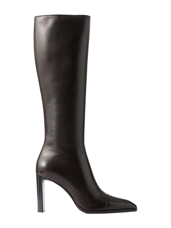 Saint Laurent Venetia Leather Knee-high Boots - Brown