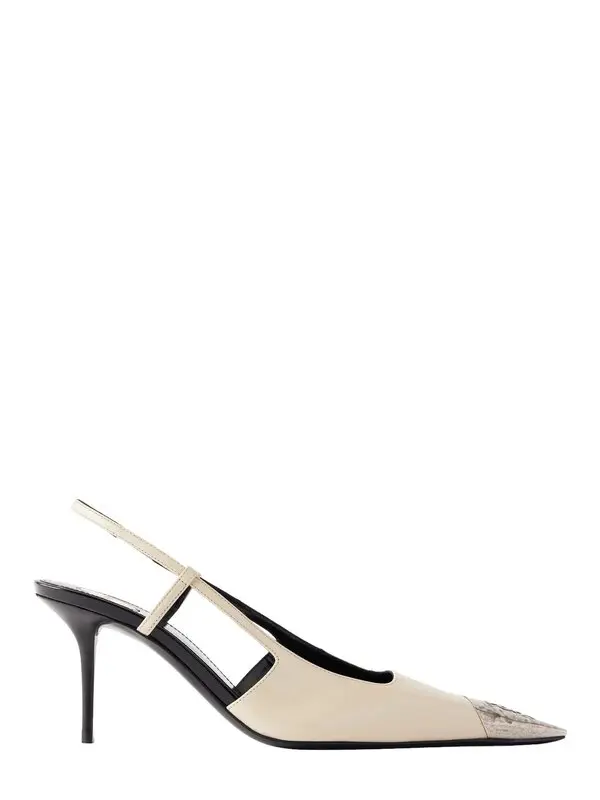 Saint Laurent Jeanne Embossed Leather Slingback Pumps - Neutrals