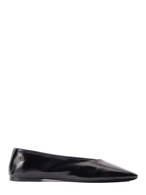 Saint Laurent Sao Leather Pointed Toe Ballet Flats - Black