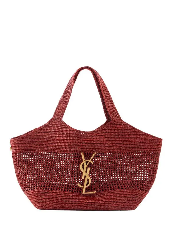 Saint Laurent Icare Maxi Raffia Tote - Red