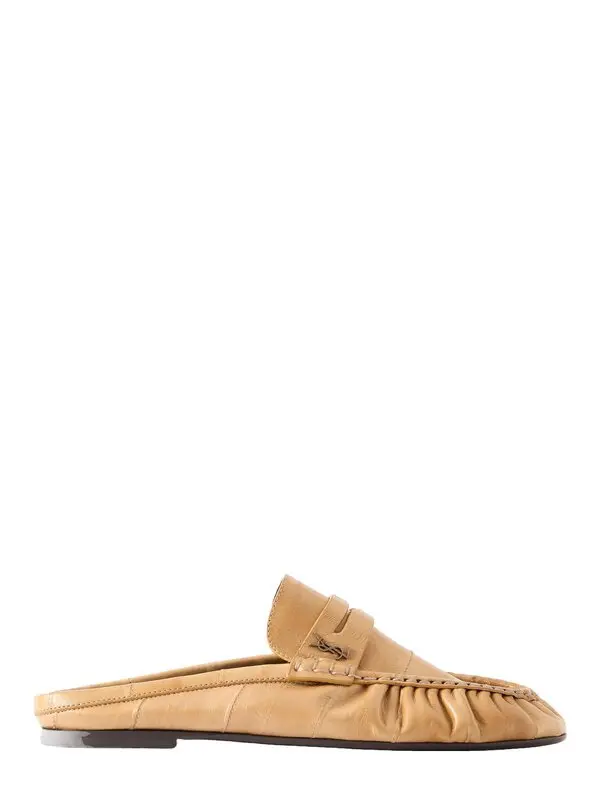 Saint Laurent Le Loafer Eel Slippers - Neutrals