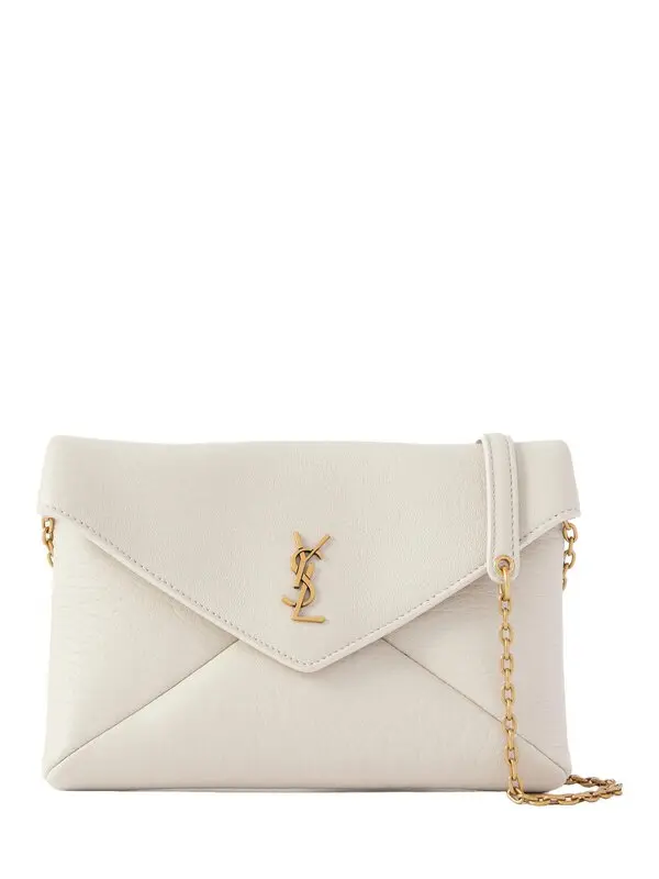 Saint Laurent Cassandre Textured-leather Shoulder Bag - Neutrals