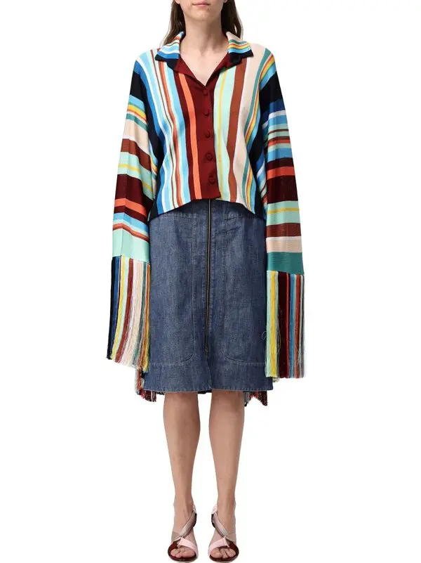 Fendi Striped Knit Fringe Cardigan - Multicolor