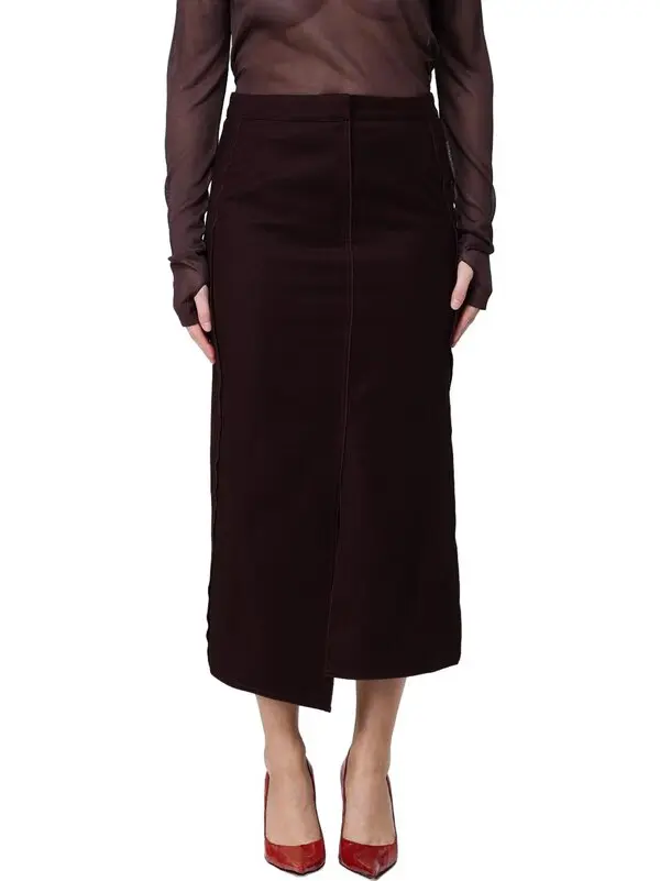 Victoria Beckham Pure Wool Midi Pencil Skirt - Red