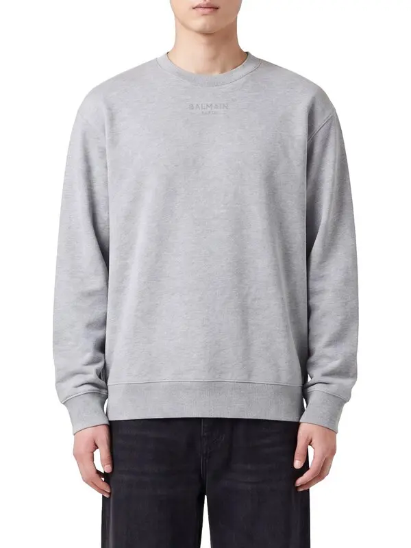 Balmain Sweatshirt With Embossed Logo - Grey
