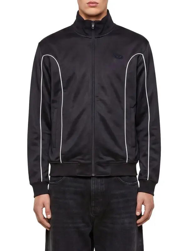 DIESEL® Track Jacket With Contrast Piping - Black