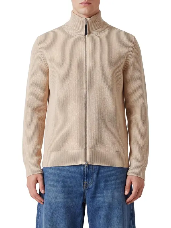 MAISON MARGIELA Wool And Cotton Blend Zip-up Cardigan - Beige