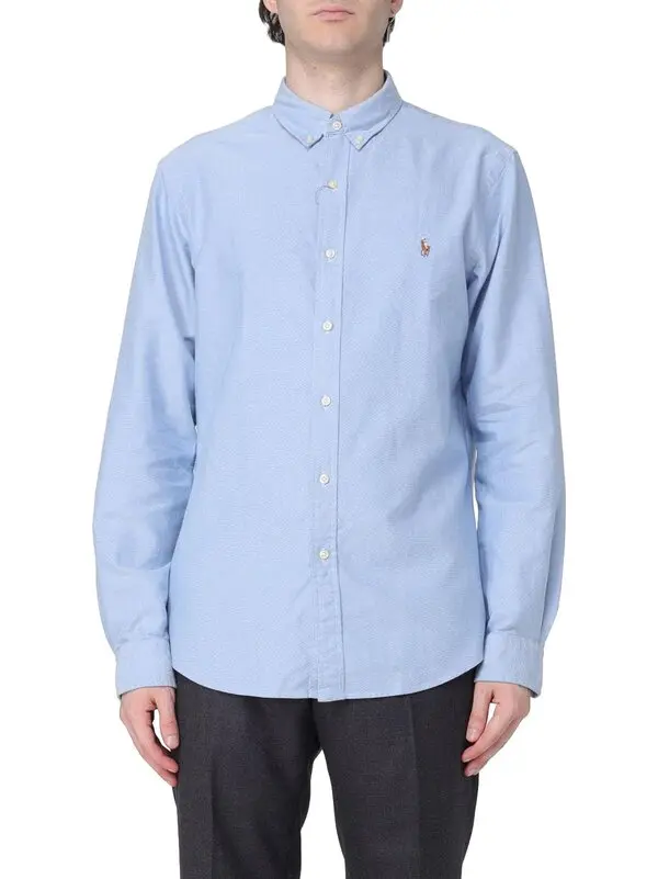 Polo Ralph Lauren Slim Fit Cotton Poplin Shirt With Embroidered Pony Logo - Blue