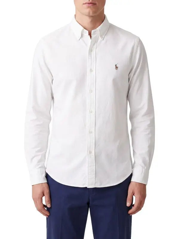Polo Ralph Lauren Slim Fit Cotton Poplin Shirt With Embroidered Pony Logo - White