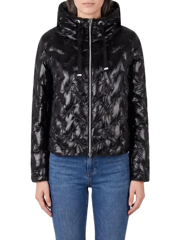 Herno Short Quilted Nylon Hooded Puffer Jacket - Black