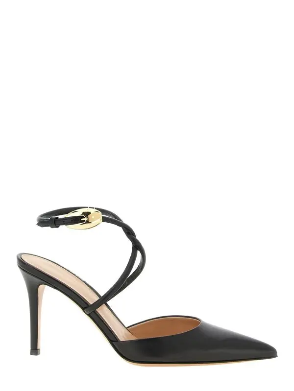 GIANVITO ROSSI Nappa Ankle Strap Pumps - Black