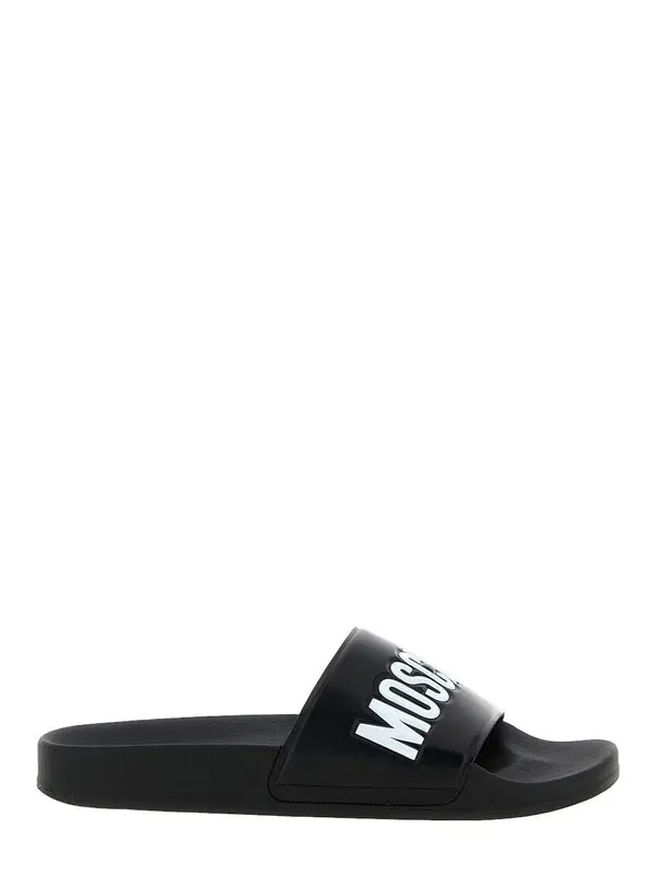 Moschino Rubber Slides With Contrasting Logo - White