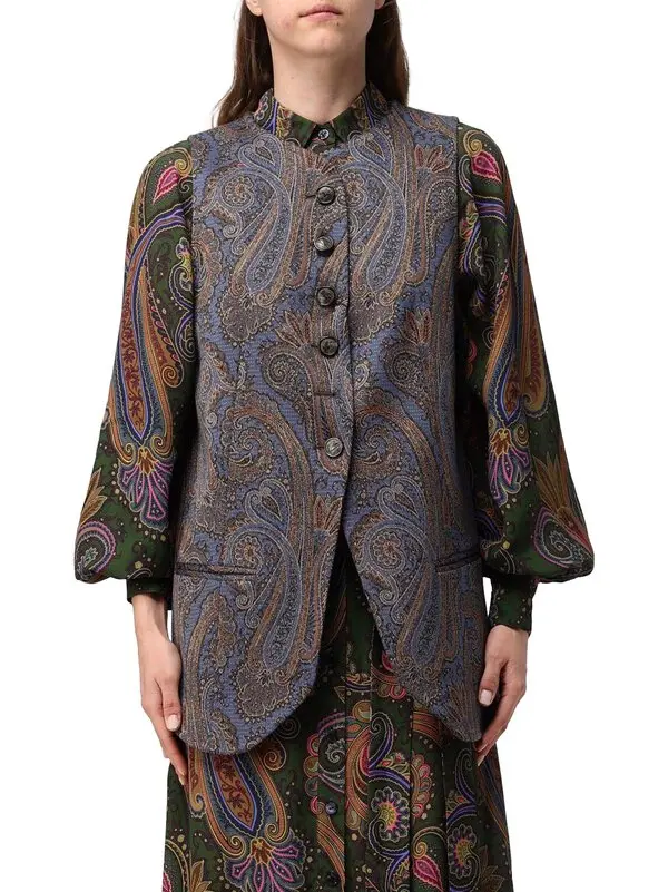 Etro Midi Chemisier Dress In Viscose With Paisley Print And Balloon Sleeves - Multicolor