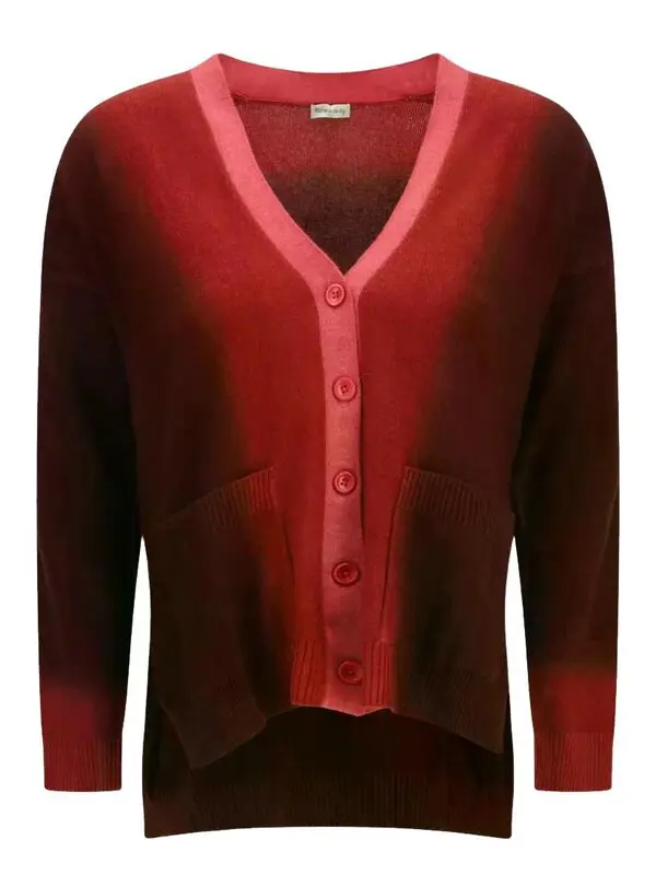 MIRROR IN THE SKY Gradient Patch-pocket Cardigan - Red
