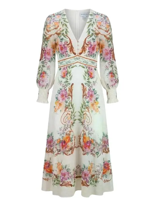 Hale Bob Frida Floral-print V-neck Dress - Neutrals