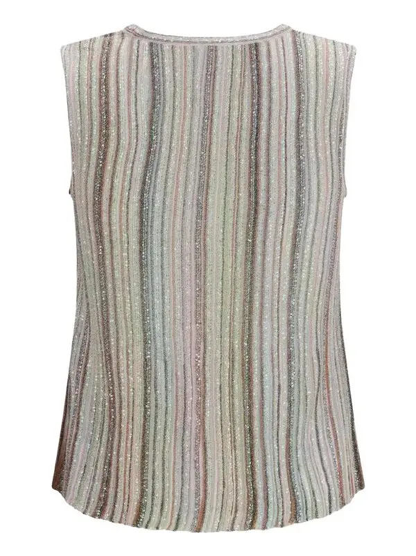 Missoni Sleeveless Ribbed Top With Sequins - Neutrals