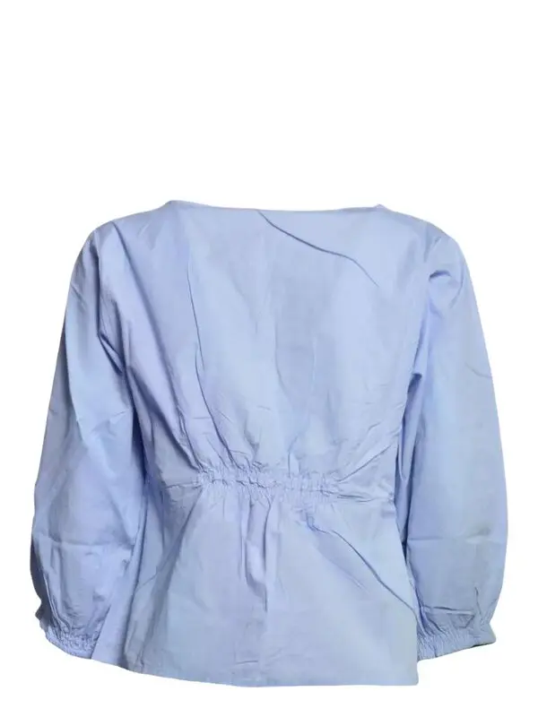 MERCI Bobble-trim Elasticated-waist Blouse - Blue