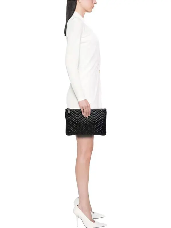 Gucci Gg Marmont Matelasse Leather Clutch Bag - Black