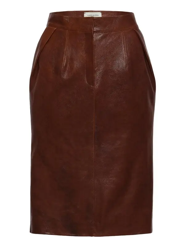 Magda Butrym Leather Pencil Skirt - Brown